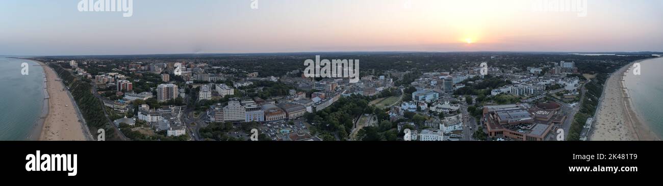 Beautiful Aerial View of Sea View and Sandy Beach of Bournemouth City ...