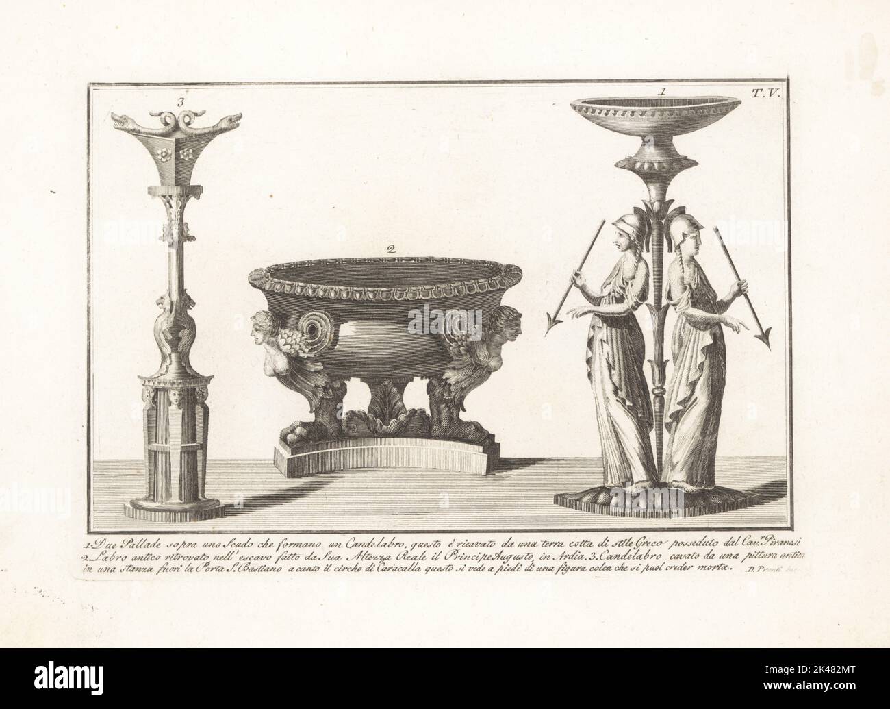 Candelabra with two figures of Pallas standing on a shield, from a ...