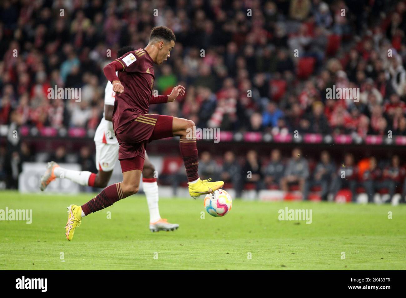 MUNICH, Germany. , . #42, Jamal Musiala, during the Bundesliga Football ...