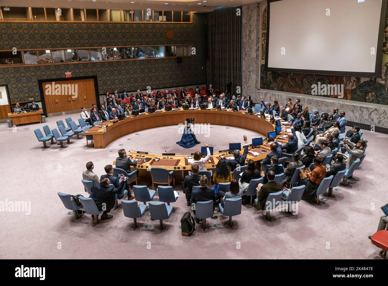 New York, NY - September 30, 2022: Members ofSecurity Council vote on ...