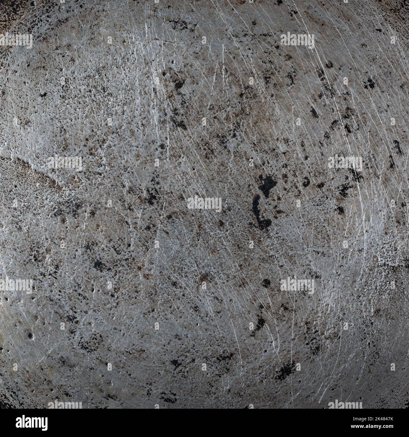 scratched and dirty metal plate, old distressed gray color surface ...