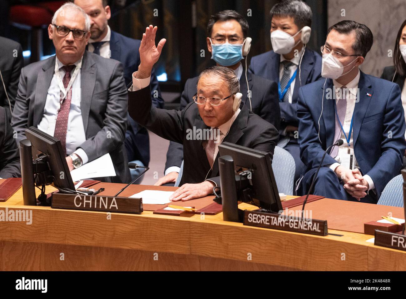 New York, NY - September 30, 2022: Ambassador of China seen voting ...
