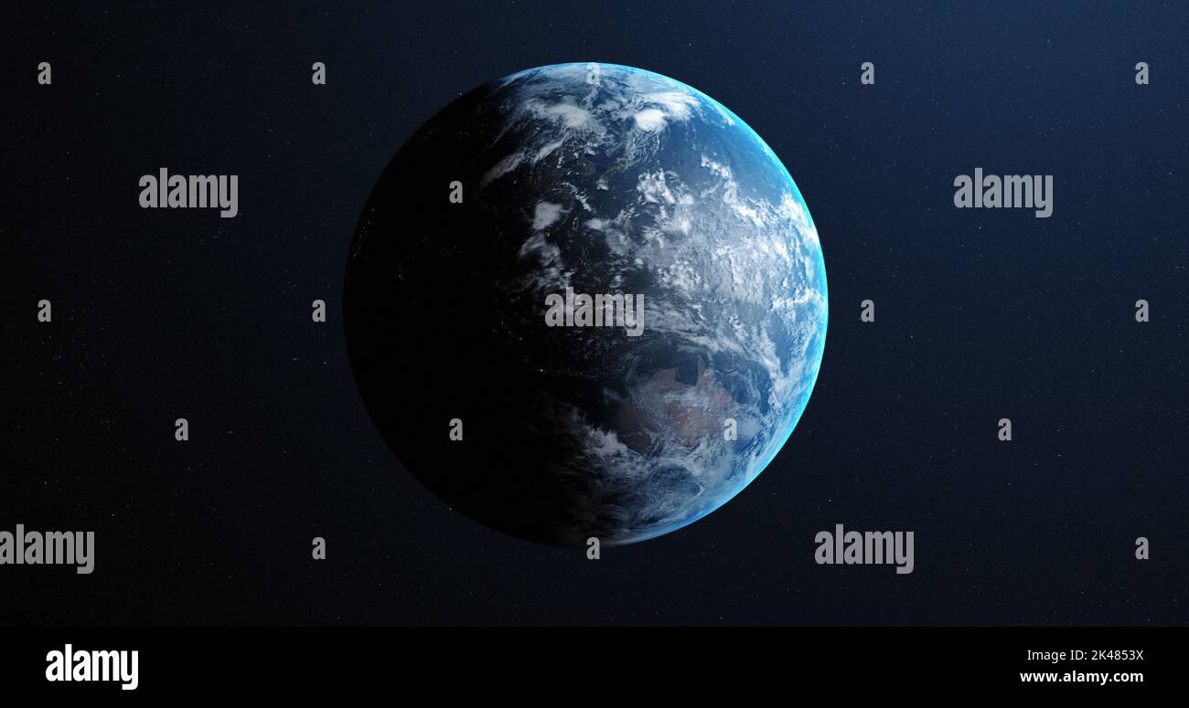 Image of Earth seen from space, the globe spinning on seamless loop ...