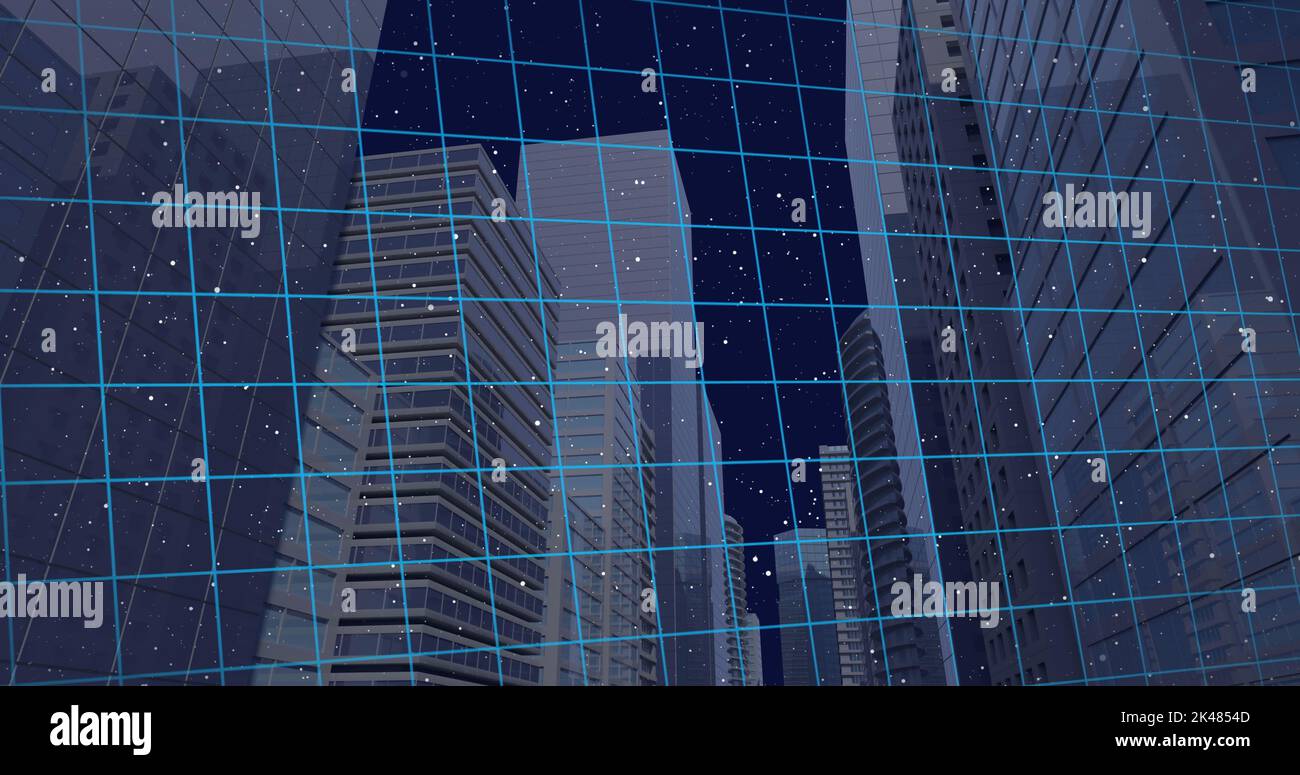 Image of digital screen over skyscrapers. City, urban life, modern ...