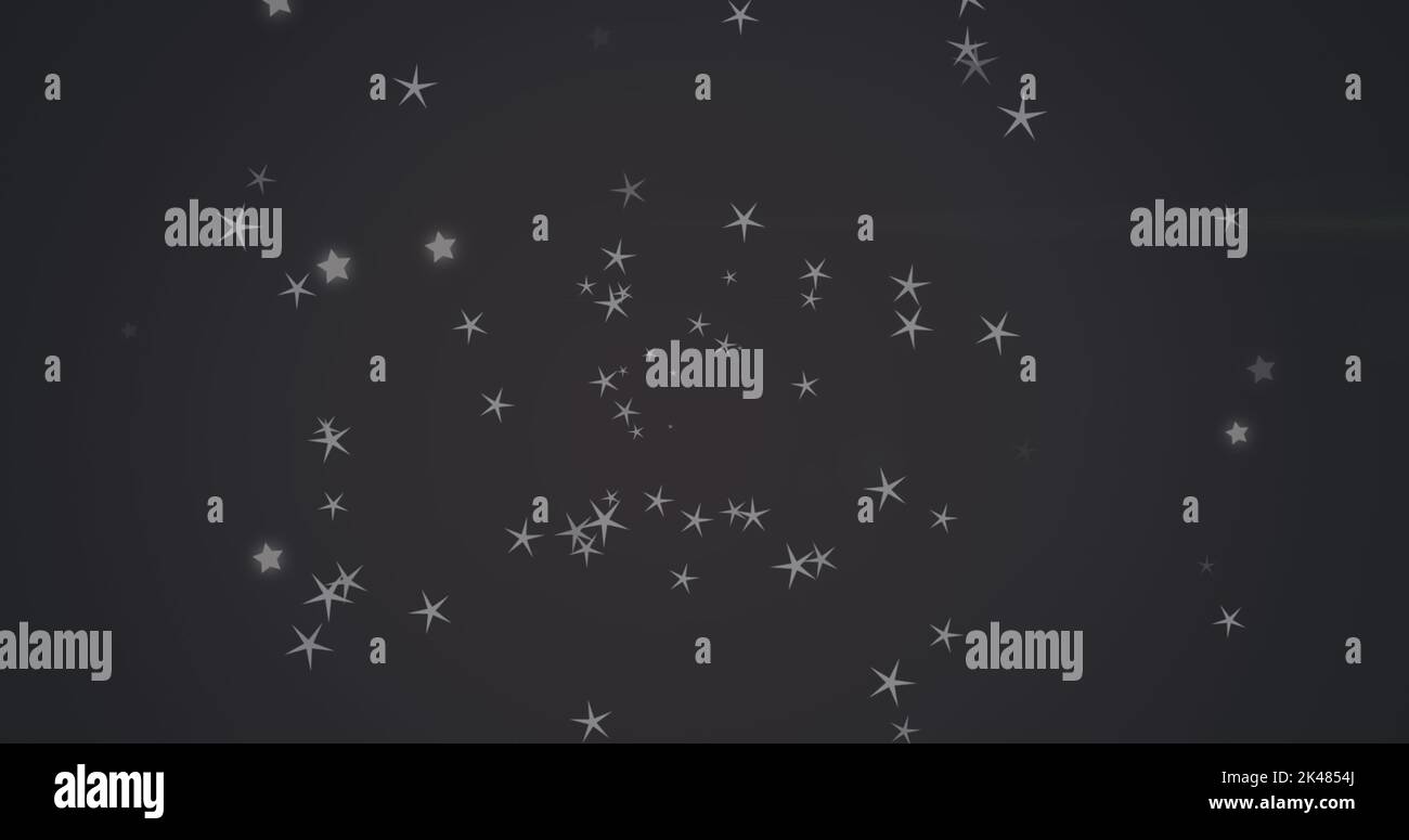 Image of diverse grey stars falling over black background. Night ...