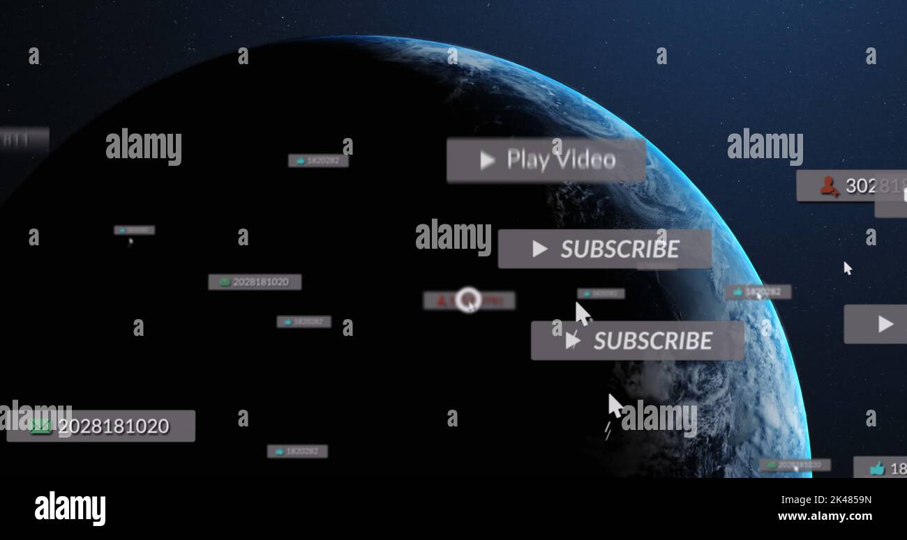 Image of falling social media icons over globe. social media and ...