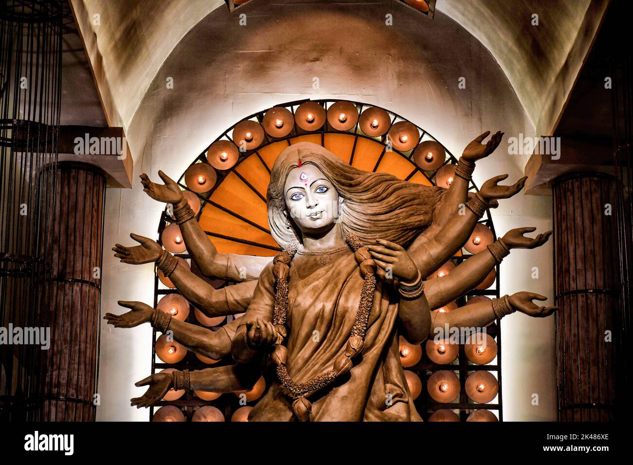 Kolkata, India. 30th Sep, 2022. An Artistic Durga idol as seen at a ...