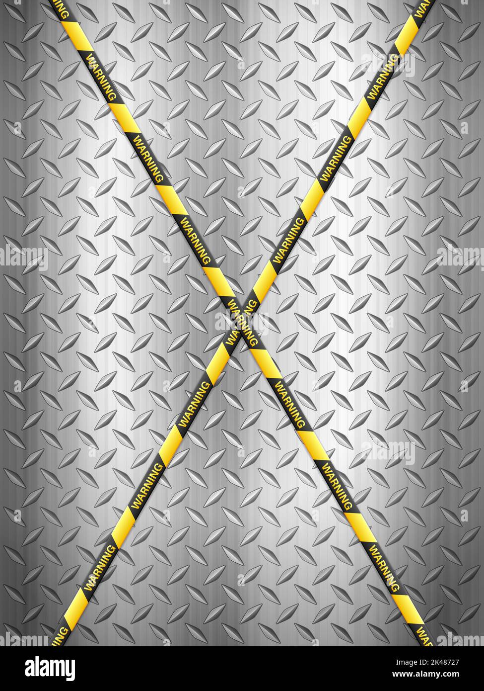 Warning tape on metal background. Vector illustration Stock Photo - Alamy