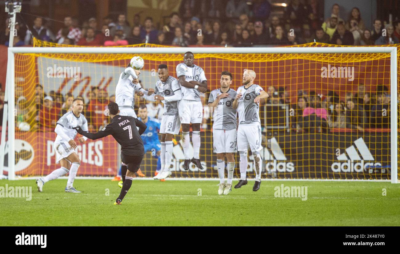 Toronto, Canada. 30th Sep, 2022. Jean Mota (front) of Inter Miami CF ...