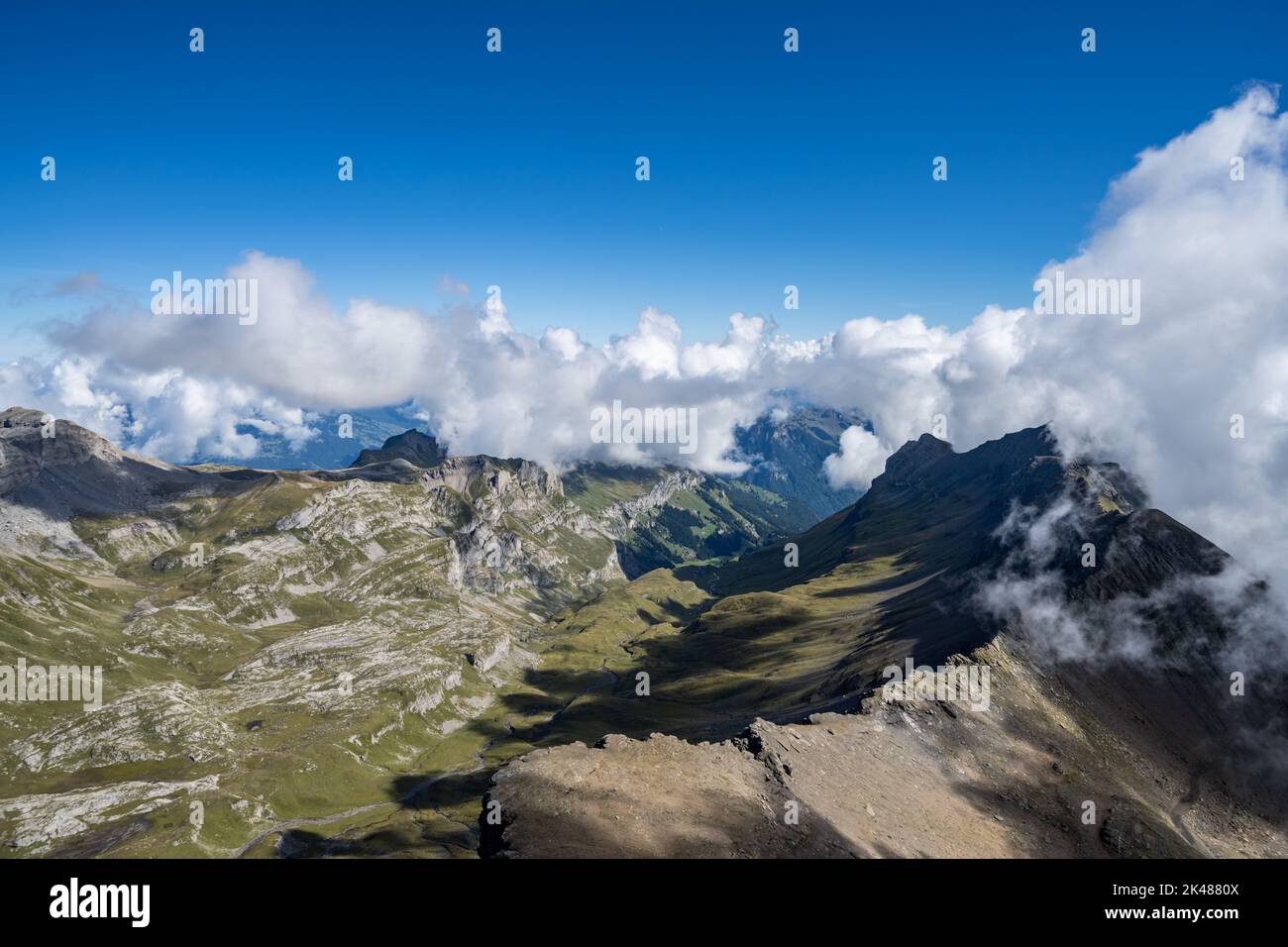 Views from the summit of Schilthorn mountain, near Lauterbrunnen ...