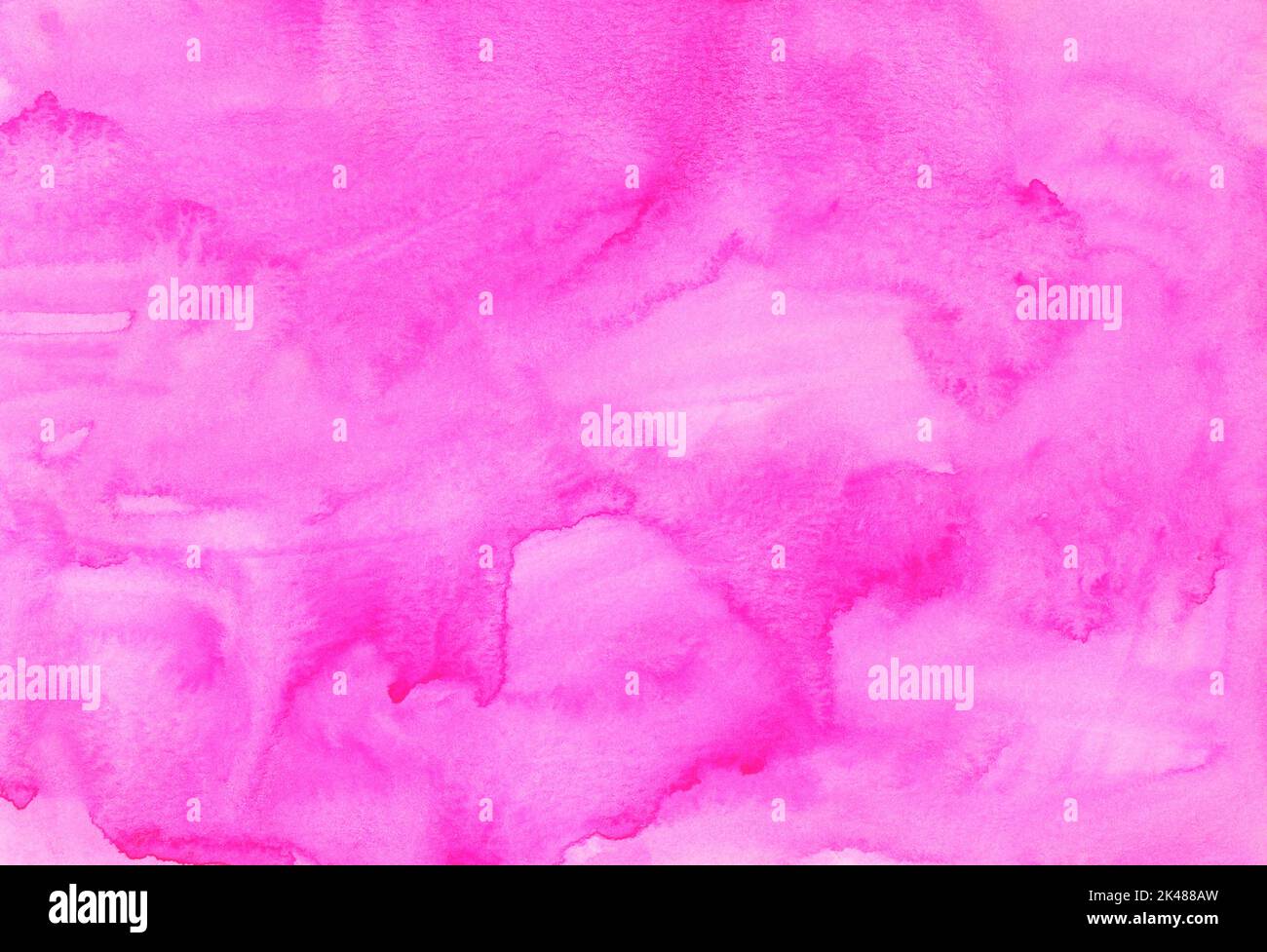 Watercolor pink background hand painted. Aquarelle bright pink stains ...
