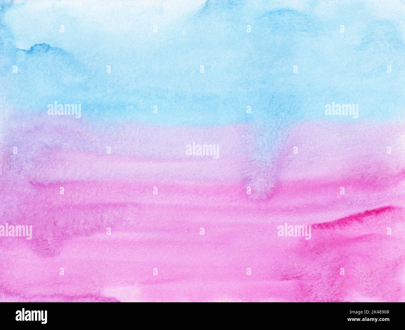 Watercolor pastel pink and blue background. Multicolored light watery ...