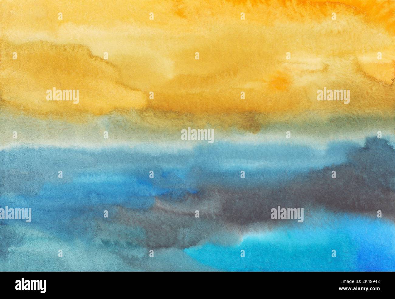 Watercolor bright blue, yellow and black background texture. Colorful ...