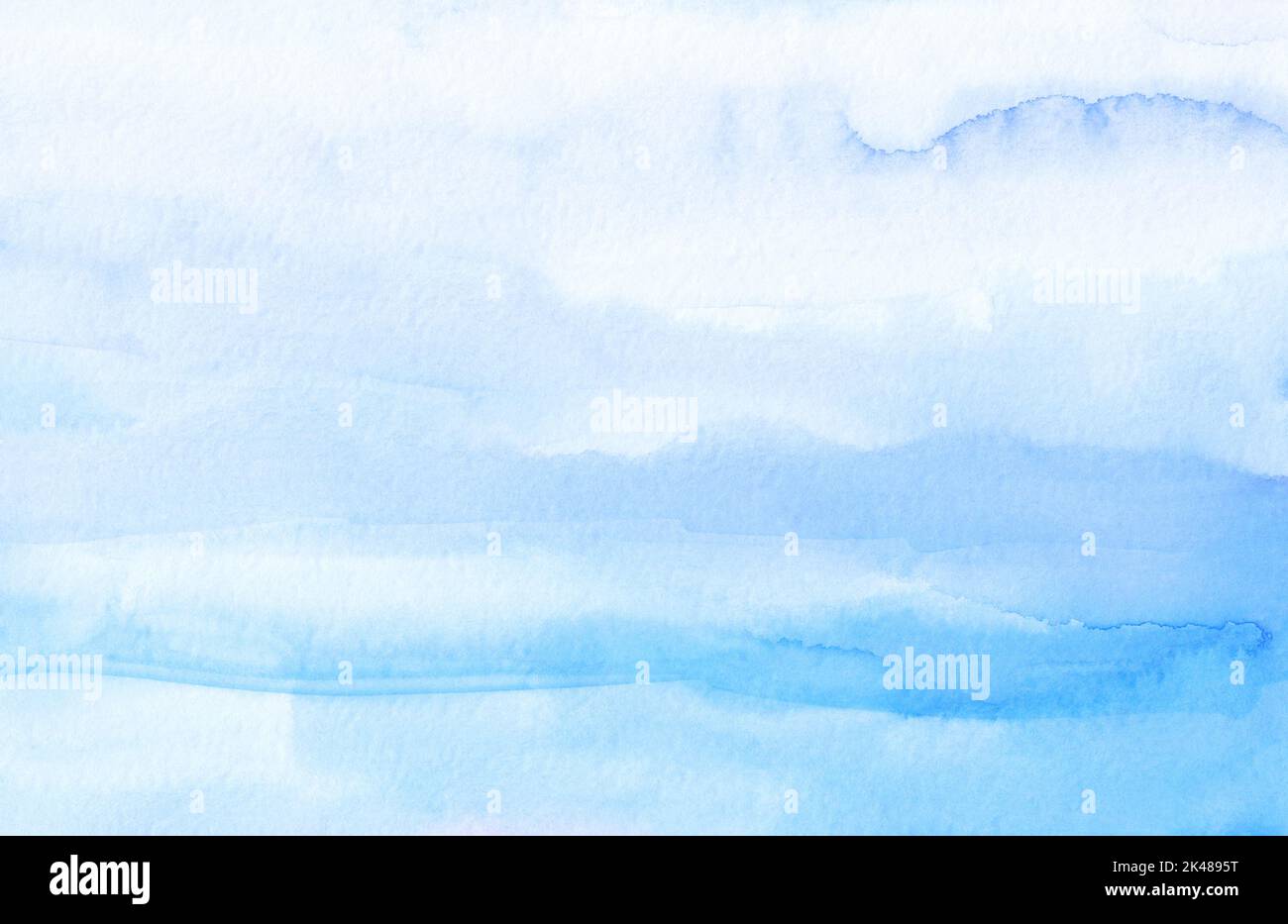 Watercolor light blue and white gradient background. Stains on paper ...
