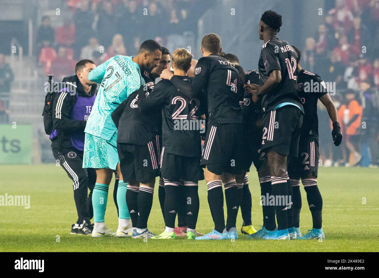 Toronto, Canada. 30th Sep, 2022. Inter Miami players huddle before the ...