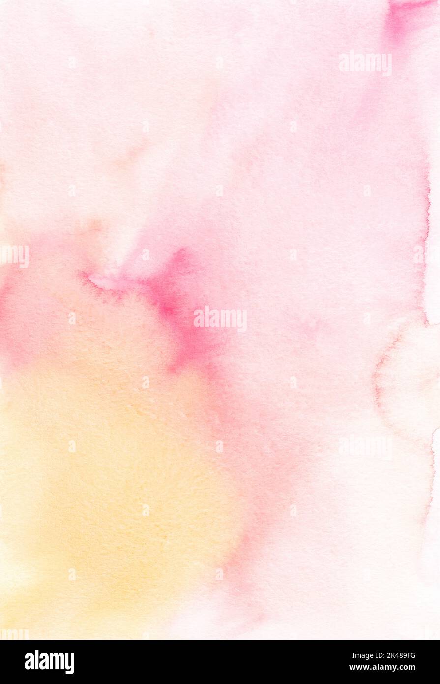 Abstract pastel pink-yellow watercolor background texture, hand painted ...