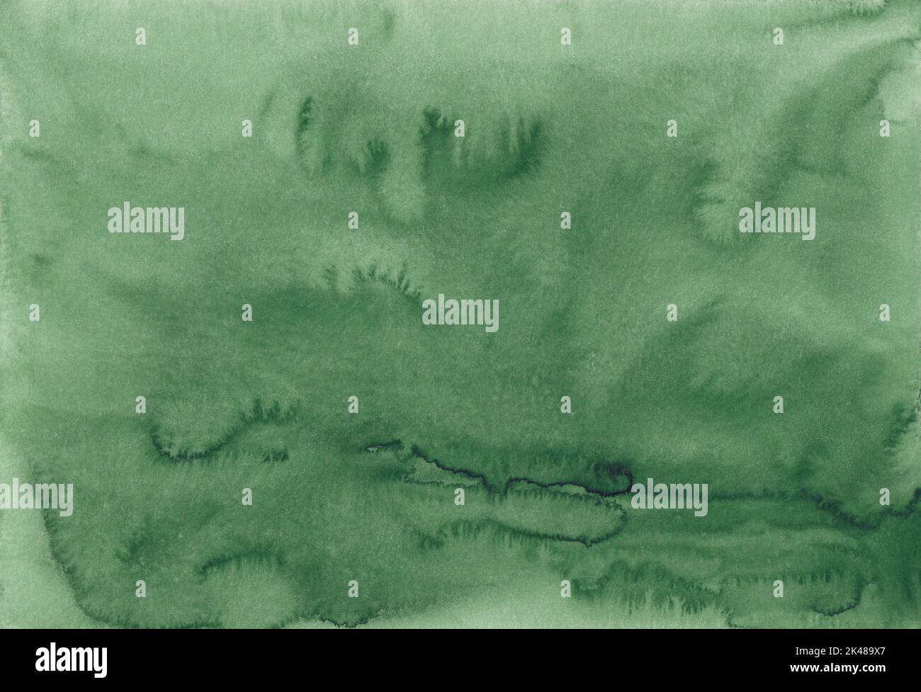Watercolor deep green background texture. Stains on paper, hand painted ...