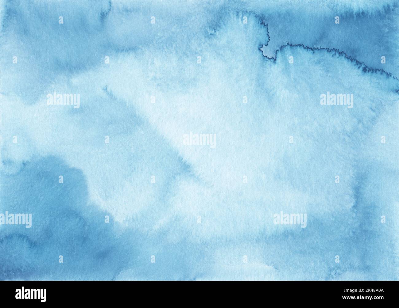 Watercolor light blue background texture. Azure blue stains on paper ...