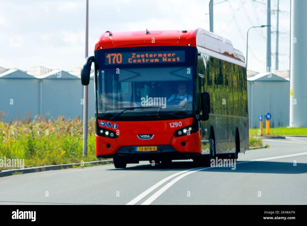 R-NET regional bus operated by RET arriving at station Lansingerland ...