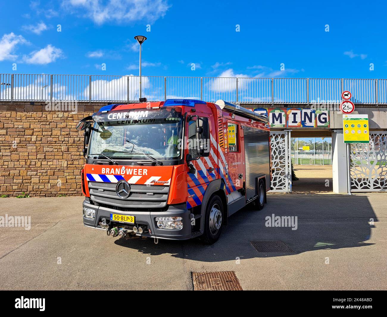 Vehicle of the Haaglanden fire brigade in downtown The Hague in the ...