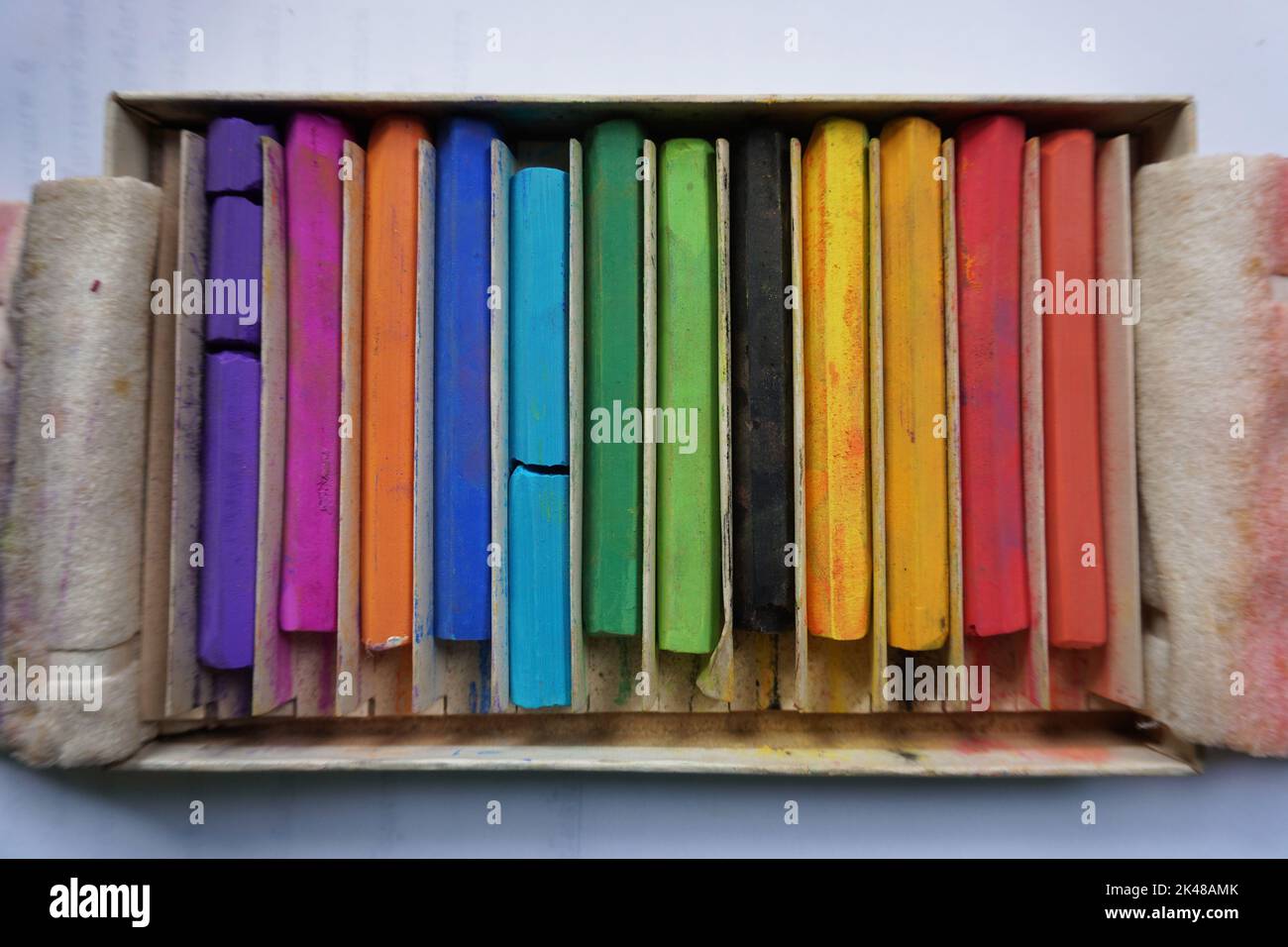 Equipment colored chalk, art supply , academy of art Stock Photo - Alamy