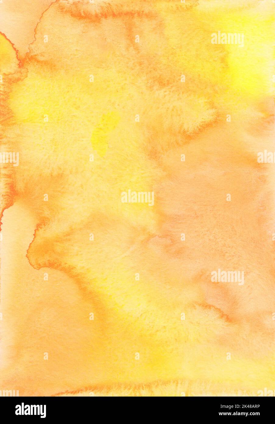 Watercolor bright yellow and orange background texture. Watercolour ...