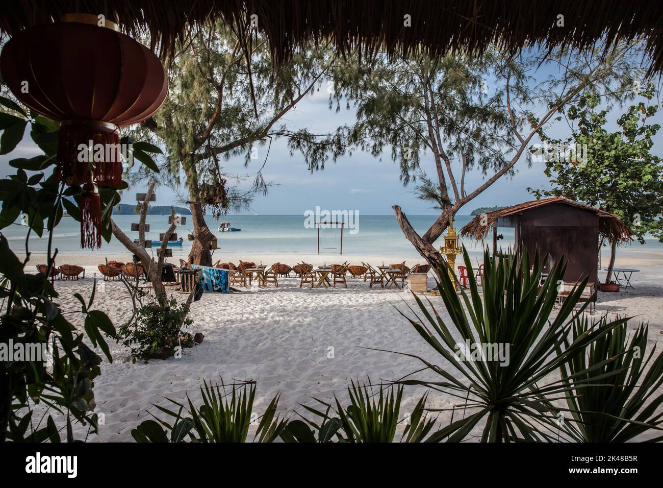 Beautiful beach with blue sea white sand in Koh Rong Sanloem island ...