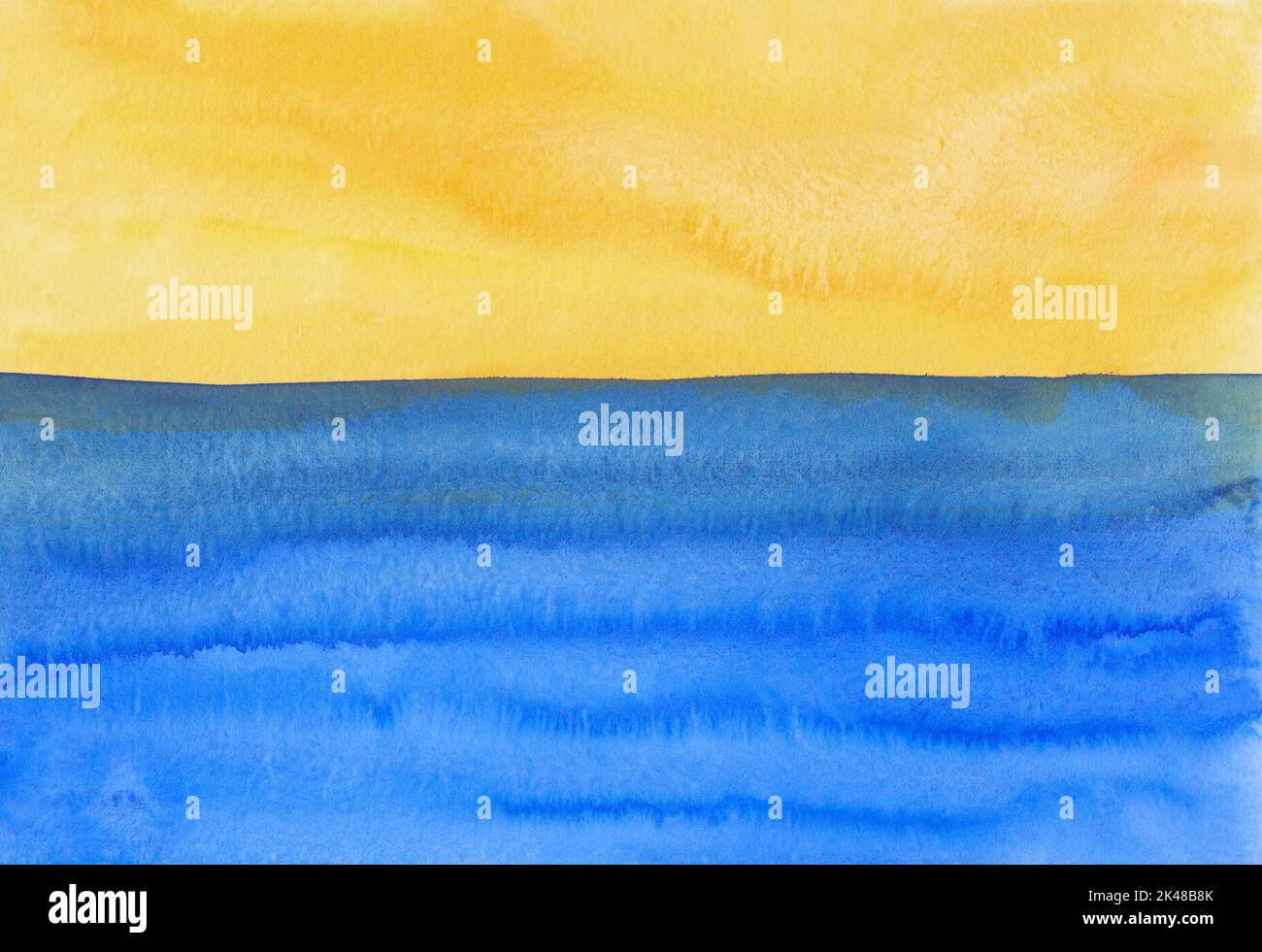 Abstract bright yellow and blue watercolor background texture, hand ...