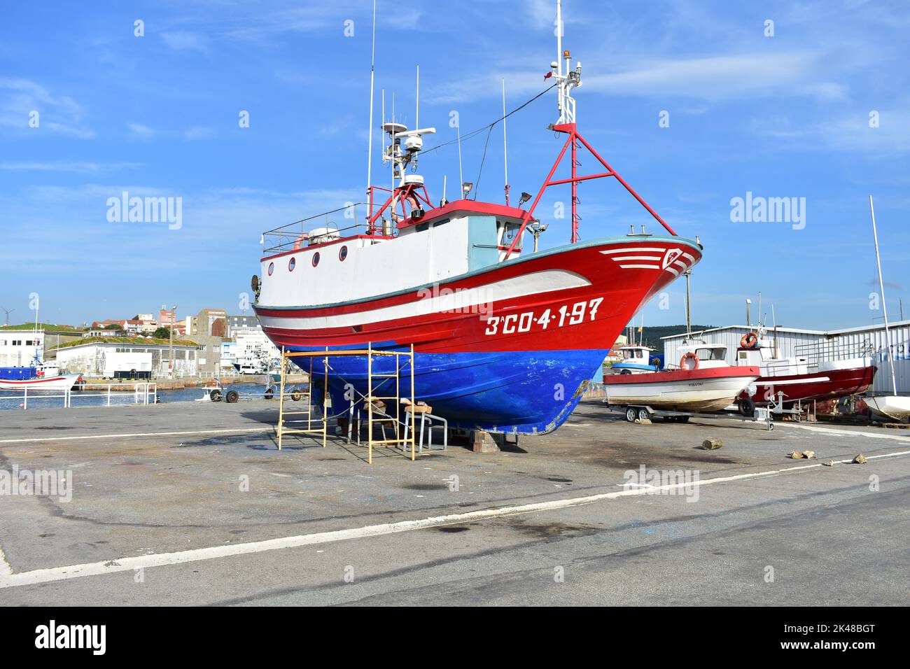 Harbour and galician fishing boats at famous Rias Baixas in Galicia ...