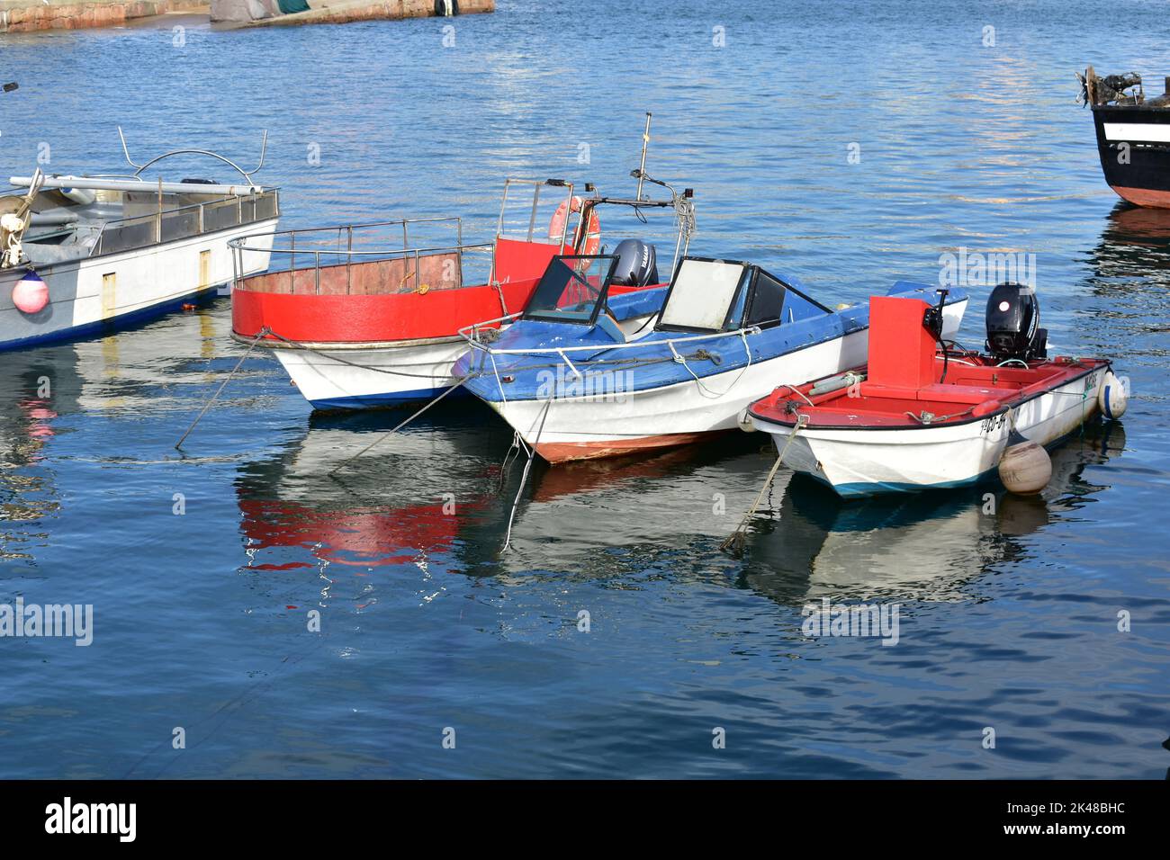 Harbour and galician fishing boats at famous Rias Baixas in Galicia ...