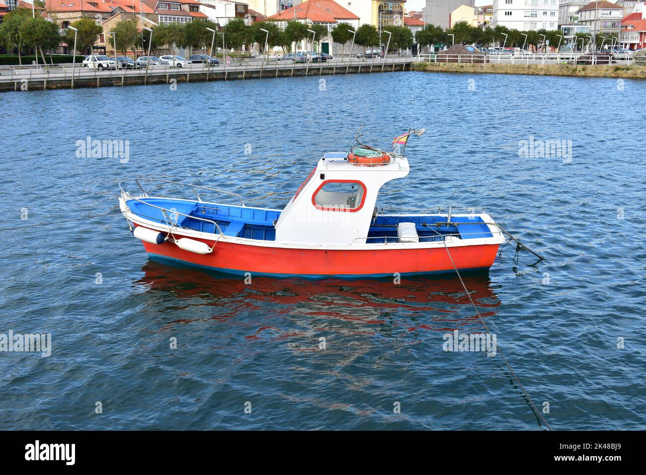 Harbour and galician fishing boats at famous Rias Baixas in Galicia ...
