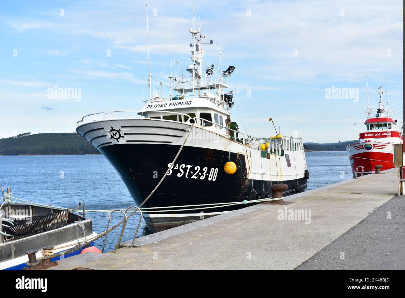 Harbour and galician fishing boats at famous Rias Baixas in Galicia ...
