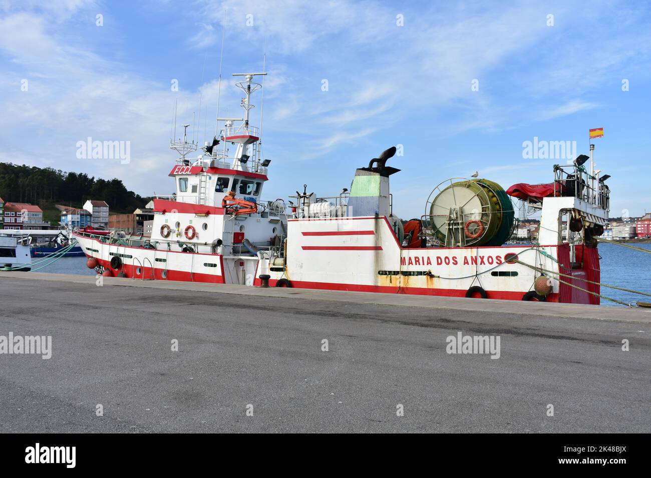 Harbour and galician fishing boats at famous Rias Baixas in Galicia ...