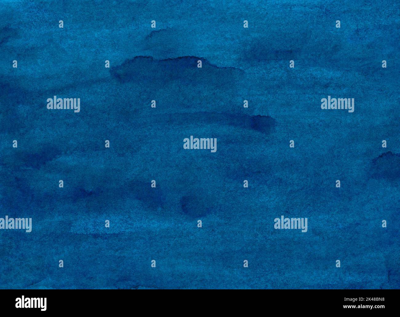 Watercolor azure blue background texture, stains on paper. Hand painted ...