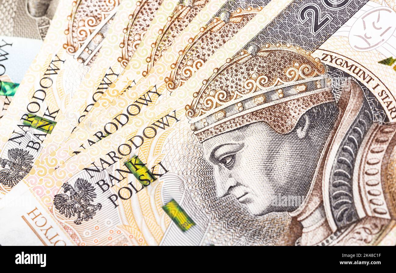 Polish banknotes of large denominations, 200 and 500 zlotys. Money in ...