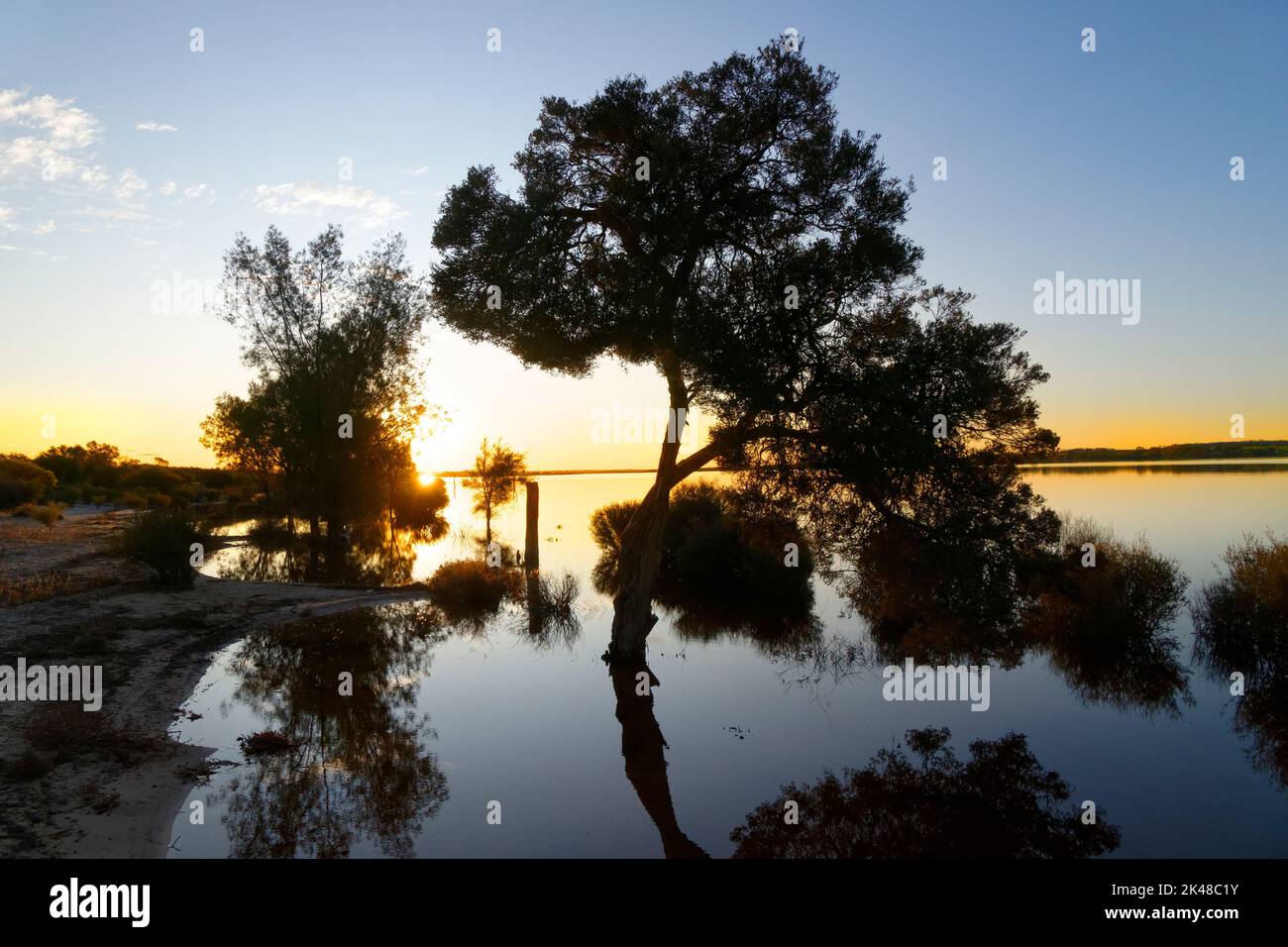 Lake Ninan salt lake at sunset, Wongan Hills, Western Australia Stock ...