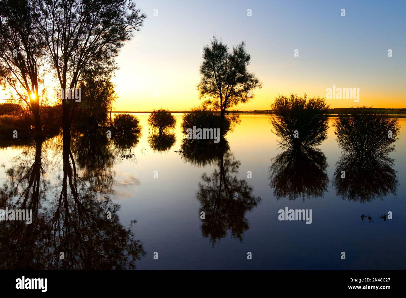 Lake Ninan salt lake at sunset, Wongan Hills, Western Australia Stock ...