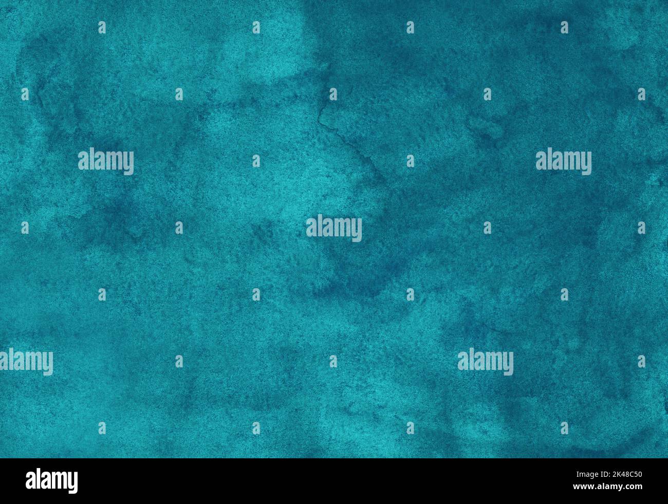 Watercolor calm teal blue old background. Artistic liquid turquoise ...