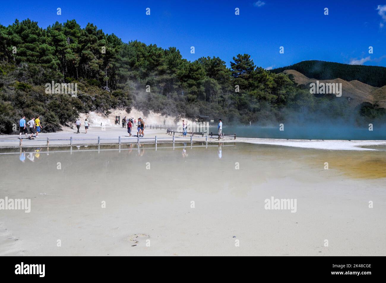 Visitors on ‘Crossing the Terrace’ a wooden boardwalk is made of ...