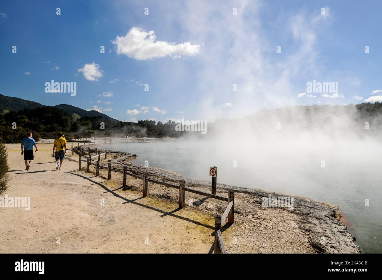 Steam raise above the vivid Antimony orange colour that forms around ...