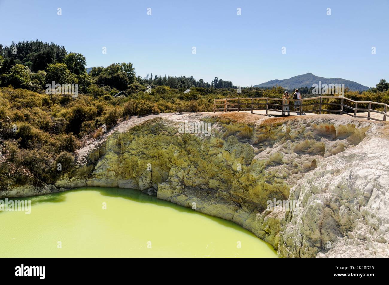 The greenish colour in this crater is 'Devil's Bath' at the Wai-O-Tapu ...