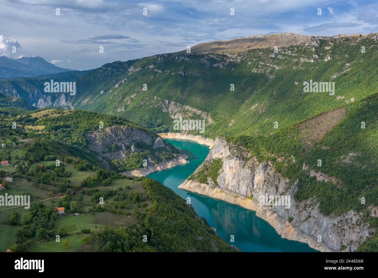 Piva river canyon with reservoir Piva Lake Stock Photo - Alamy