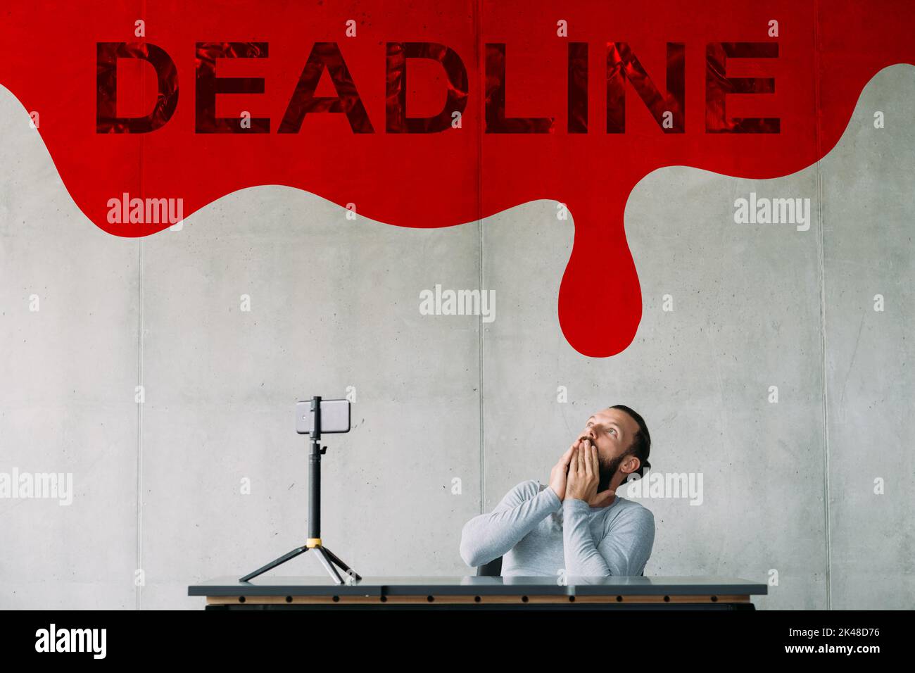 Deadline pressure. Blogger stress. Professional horror fear. Terrified ...