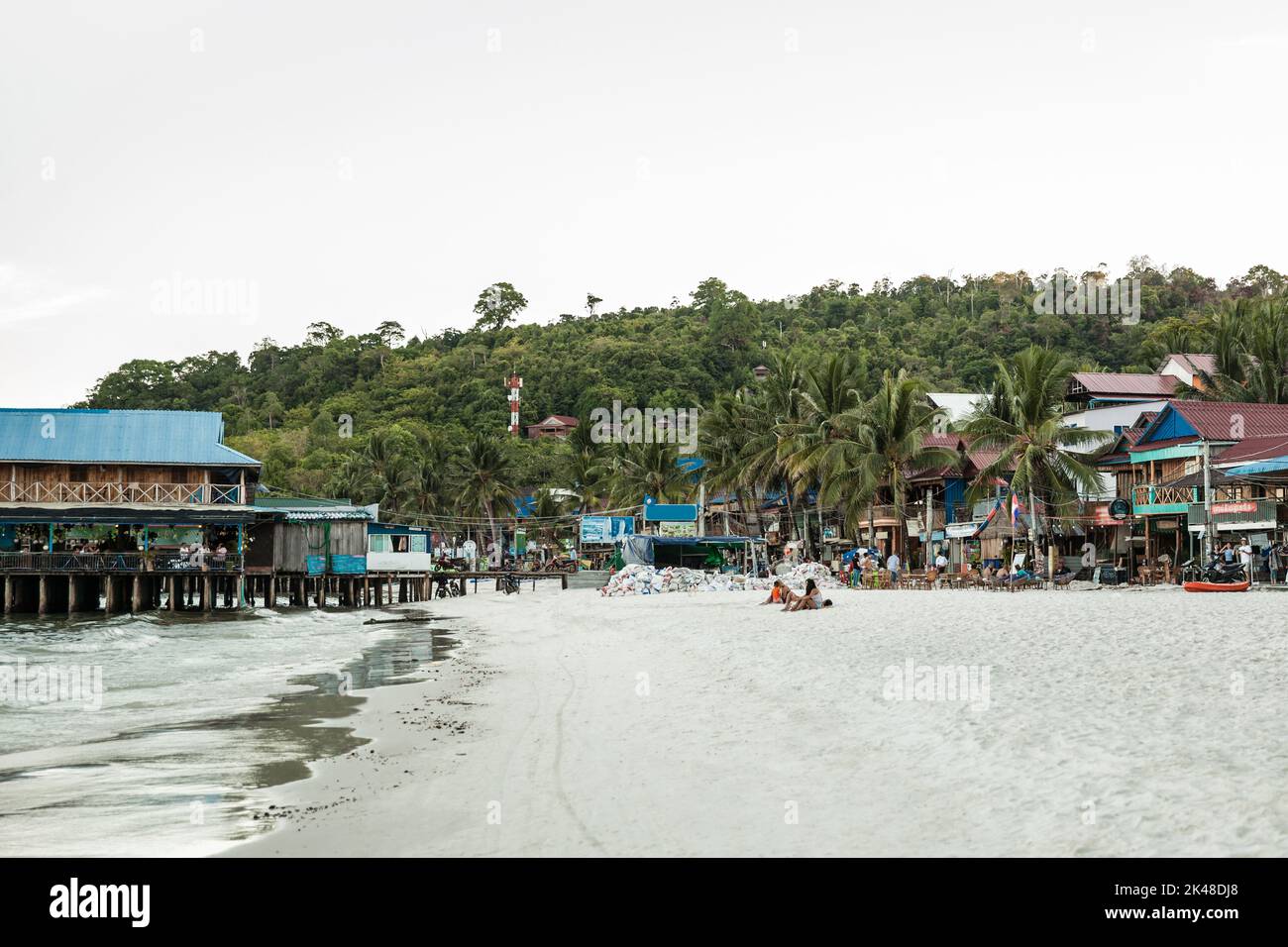 Seaside town in beautiful beach with white sand in Kaoh Touch beach ...