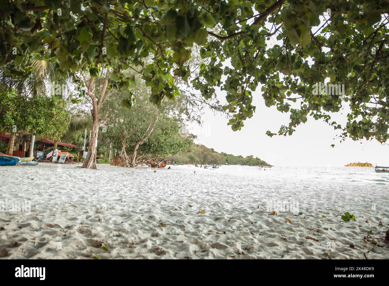 Tropical landscape with white sand in Kaoh Touch beach, Koh Rong island ...