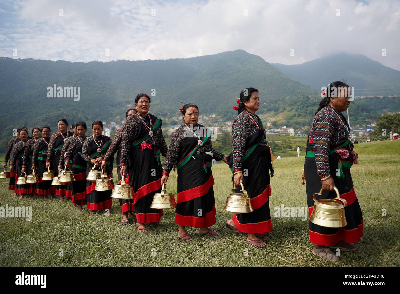 Kathmandu, NE, Nepal. 1st Oct, 2022. Women in traditional attire of the ...