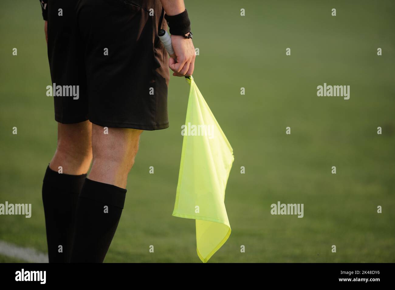 Giurgiu, Romania - June 29, 2020: Details of a linesman referee during ...