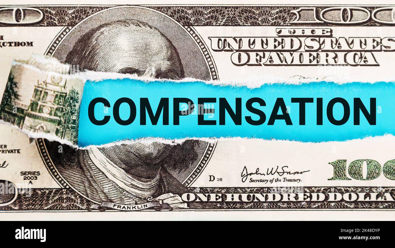 Compensation word written on with American Dollar-bills. Salary and ...