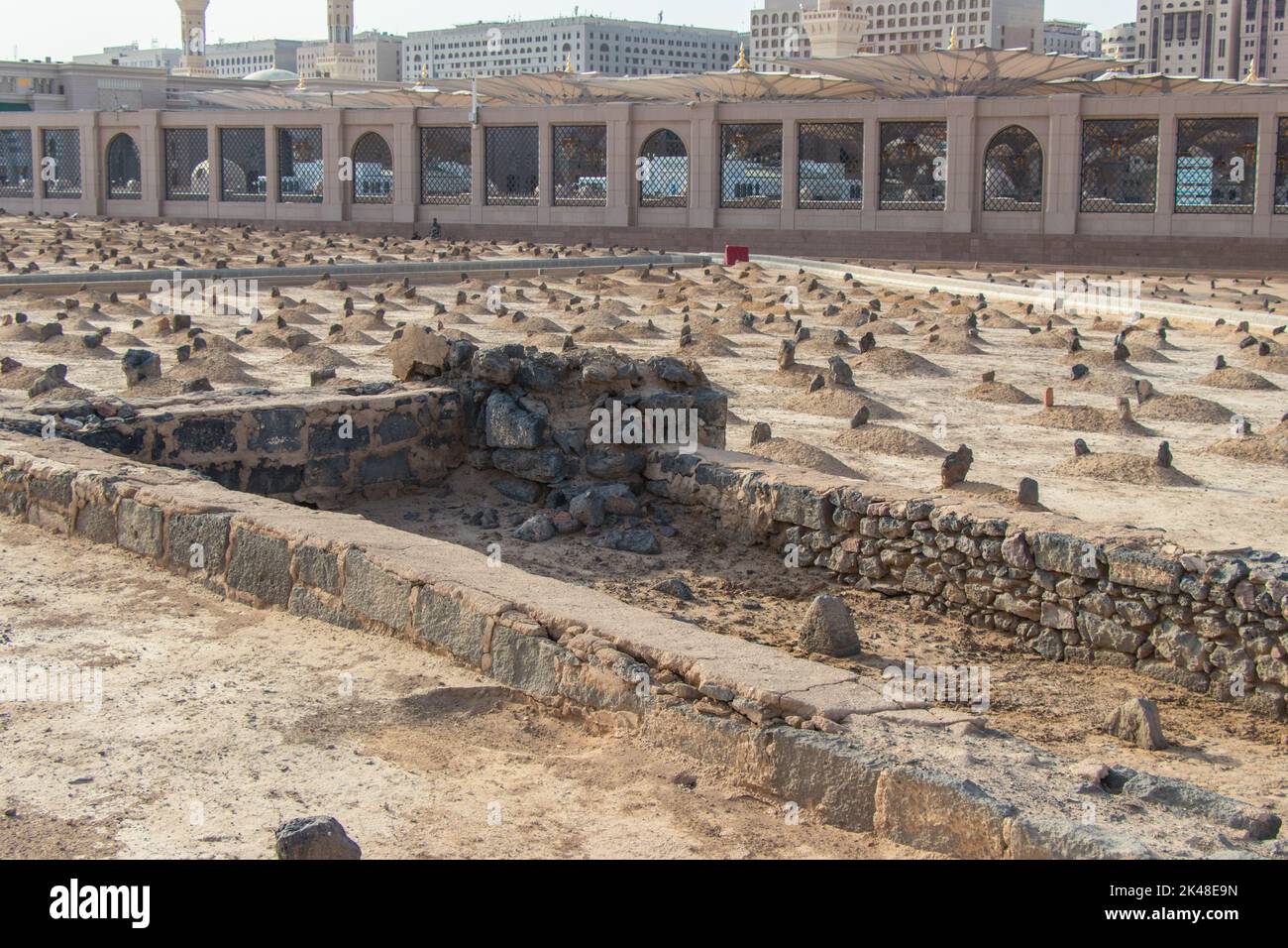Ancient graves in Jannat Al-Baqi Cemetery. Medina Saudi Arabia. Ancient ...