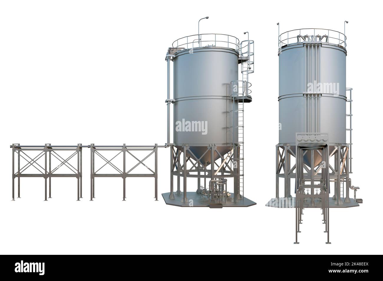 silo tower front side view isolated on white. 3d rendering Stock Photo ...